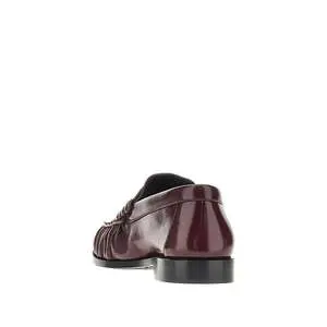 Saint Laurent Leather Loafers With Cassandre Logo - Red