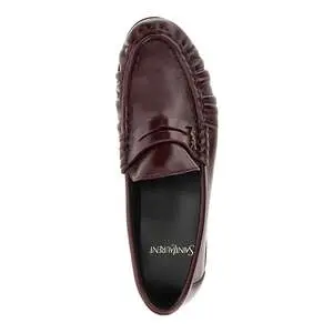 Saint Laurent Leather Loafers With Cassandre Logo - Red