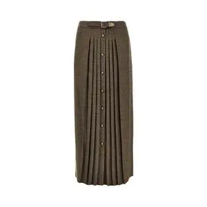 Etro Houndstooth Wool Maxi Skirt - Brown
