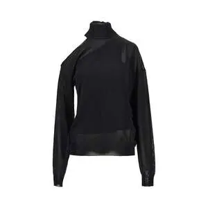 Fendi Silk Organdie Long Sleeve Top
