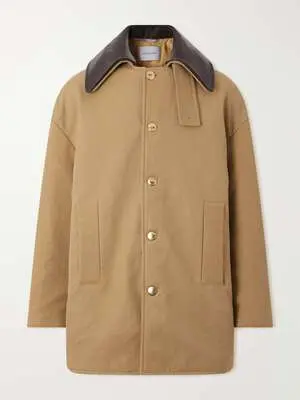 Balenciaga Leather-trimmed Cotton-canvas Coat