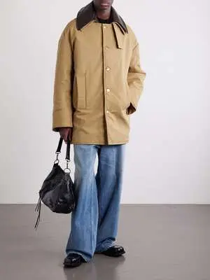 Balenciaga Leather-trimmed Cotton-canvas Coat