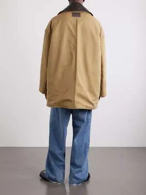 Balenciaga Leather-trimmed Cotton-canvas Coat
