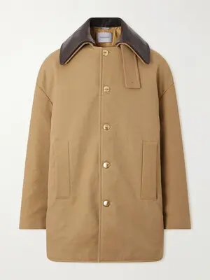 Balenciaga Leather-trimmed Cotton-canvas Coat