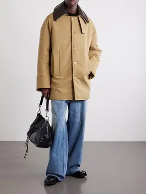 Balenciaga Leather-trimmed Cotton-canvas Coat
