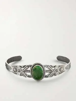 FOUNDWELL Vintage 1940s Sterling Malachite Cuff