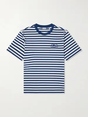 Burberry Ryan Logo-embroidered Striped Cotton-blend Jersey T-shirt