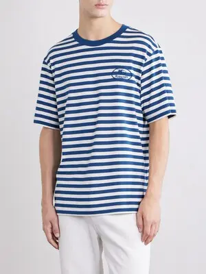 Burberry Ryan Logo-embroidered Striped Cotton-blend Jersey T-shirt
