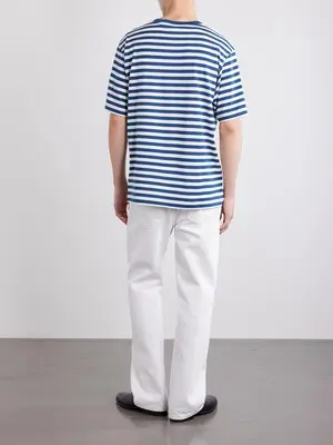 Burberry Ryan Logo-embroidered Striped Cotton-blend Jersey T-shirt