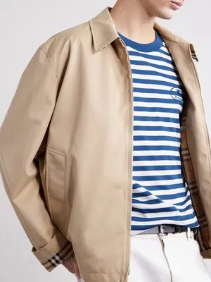 Burberry Ryan Logo-embroidered Striped Cotton-blend Jersey T-shirt