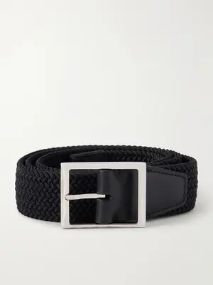 Berluti 3.8cm Braided Leather-trimmed Belt - Black
