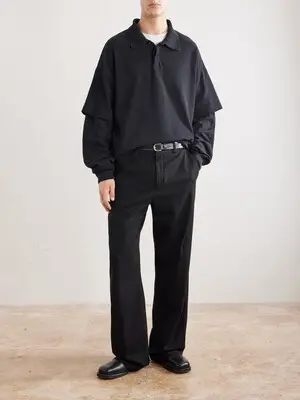 AGOLDE Curren Layered Cotton-piqué Polo Shirt - Black