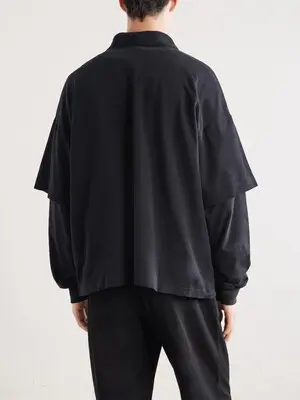 AGOLDE Curren Layered Cotton-piqué Polo Shirt - Black