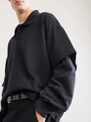 AGOLDE Curren Layered Cotton-piqué Polo Shirt - Black