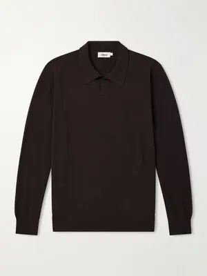 Altea Virgin Wool Polo Sweater - Brown