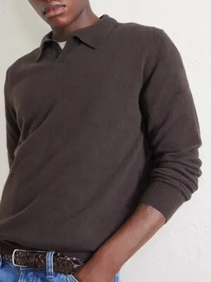 Altea Virgin Wool Polo Sweater - Brown