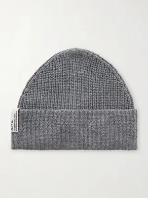 A.p.c. Ribbed Wool And Cashmere-blend Beanie - Gray