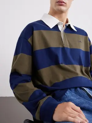 A.p.c. Isaac Logo-embroidered Striped Cotton Polo Shirt - Blue