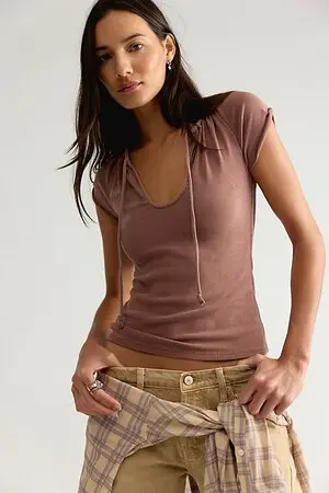 Free People We The Free Canal Street Tee - Chocolate Mousse