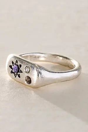 Free People Free People Celestial Stone Pinky Ring Worn Silver/charcoal