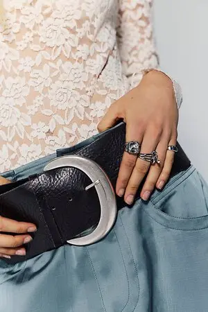 Free People Celestial Stone Pinky Ring - Worn Silver/charcoal