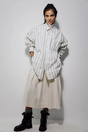Free People Freddie Striped Button-down Shirt By - Ivory Combo