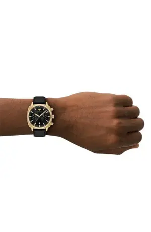 Emporio Armani Chronograph Leather Strap Watch