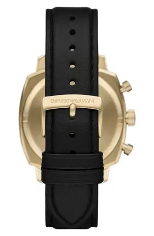 Emporio Armani Chronograph Leather Strap Watch
