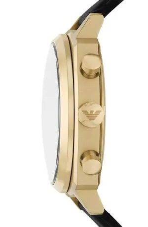 Emporio Armani Chronograph Leather Strap Watch