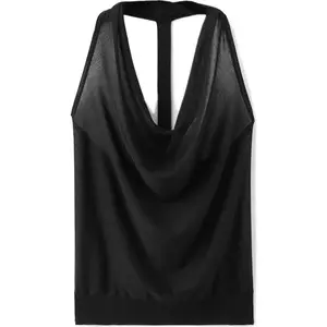 Mango Draped Fine Knit Top - Black