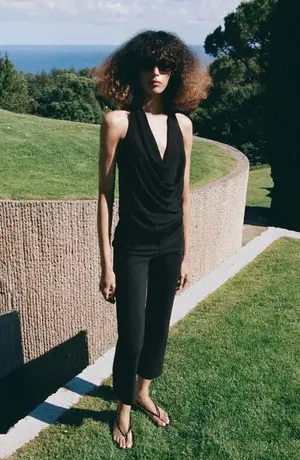 Mango Draped Fine Knit Top
