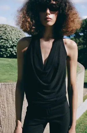 Mango Draped Fine Knit Top