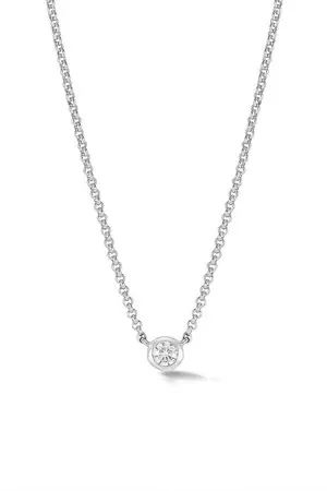 DOWER & HALL Dower & Hall White Sapphire Round Dewdrop Pendant Necklace Sterling Silver