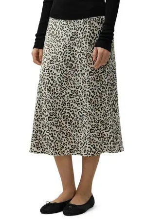 Lilysilk Leopard Print Bias Cut Silk Skirt - Dawn Leopard