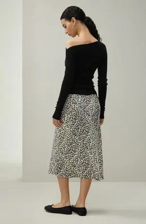 Lilysilk Leopard Print Bias Cut Silk Skirt
