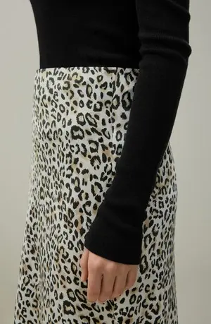 Lilysilk Leopard Print Bias Cut Silk Skirt