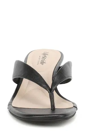 LIFESTRIDE Stella Wedge Flip Flop - Black