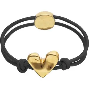 UNODE50 18k Gold-plated Heart Elastic Bracelet - Black