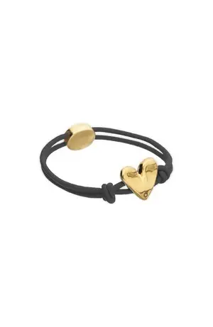 UNODE50 18k Gold-plated Heart Elastic Bracelet - Black