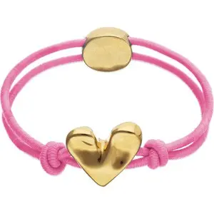 UNODE50 18k Gold-plated Heart Elastic Bracelet - Pink