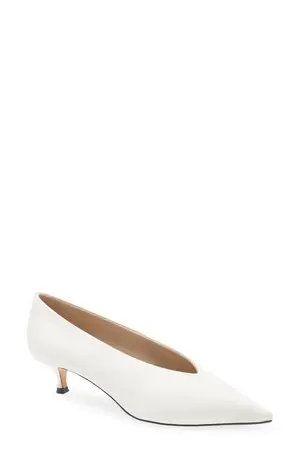 Le Monde Beryl Babouche Kitten Heel Pointed Toe Pump - Ivory