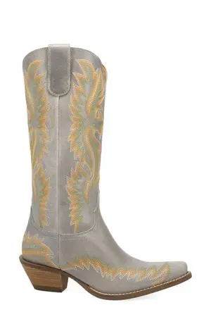 DINGO Lantana Leather Western Boots - White