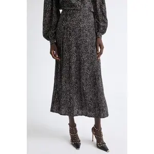 Valentino Garavani Starry Silk Crêpe De Chine Maxi Skirt - Black/cream