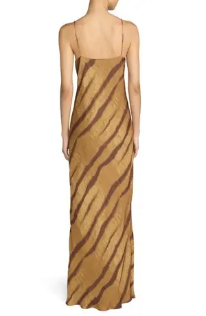 FRAME 90s Minimalist" Tiger Print Silk Maxi Slip Dress