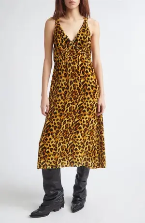 R13 Grunge Leopard Print Slipdress