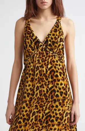 R13 Grunge Leopard Print Slipdress