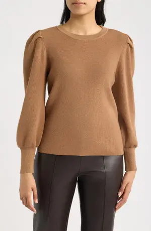 Anne Klein Puff Shoulder Sweater Vicuna