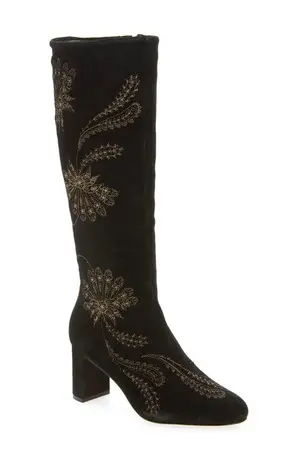 Cinq À Sept Dani Embroidered Knee High Boot - Black