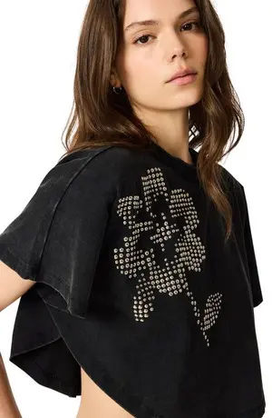 Steve Madden Callum Embellished Floral Graphic Top