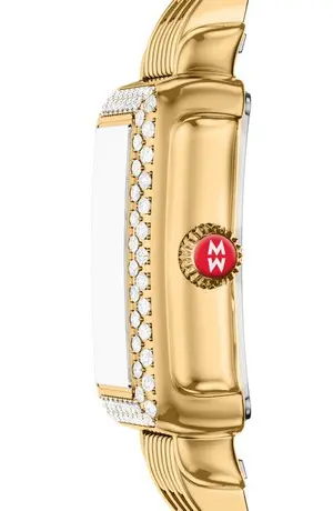 Michele Mini Deco Madison Two-tone 18k Plate Diamond Bracelet Watch